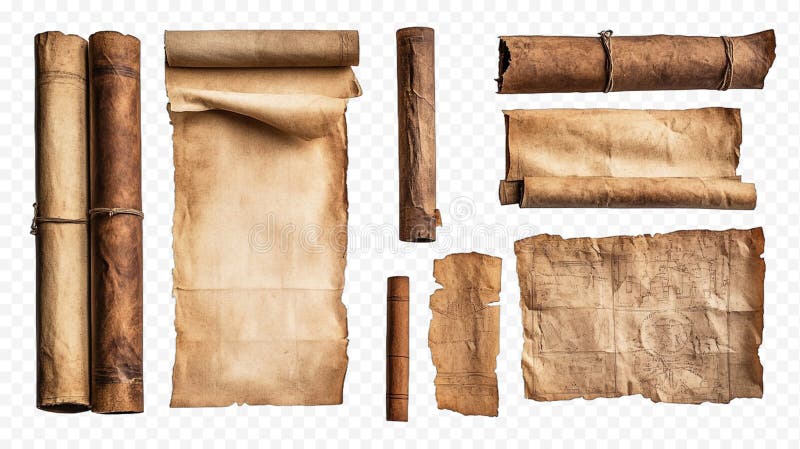 Set parchment scrolls stock image. Illustration of blank - 341488913