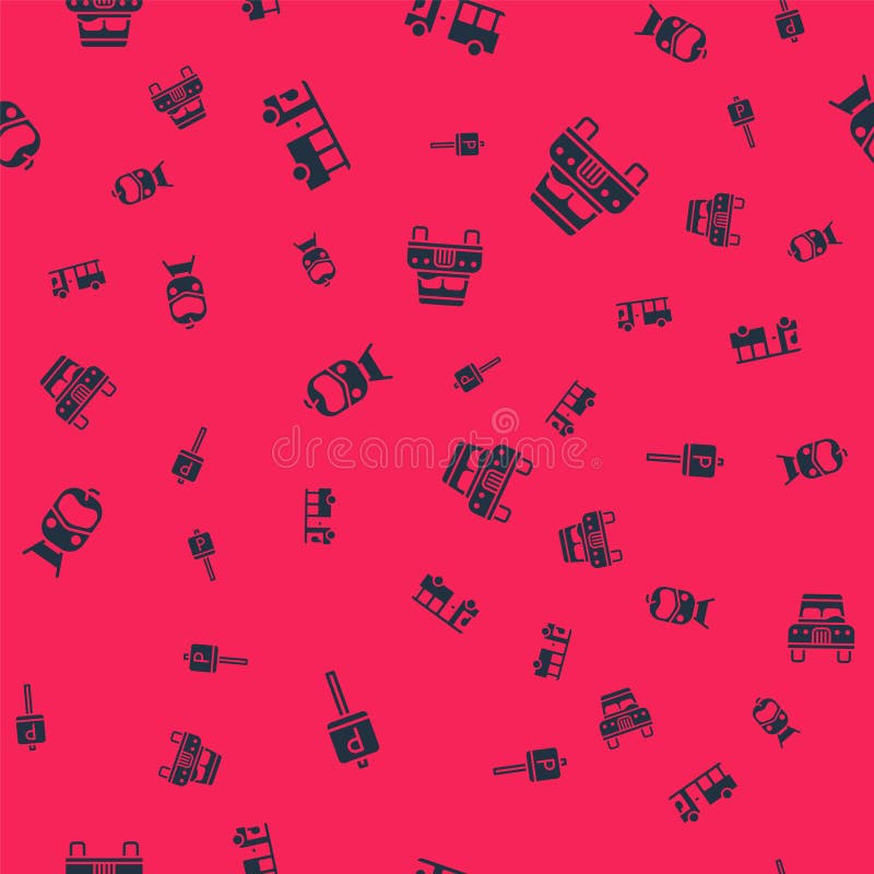 Set Parking, Bus, Train and Railway and Car on Seamless Pattern. Vector ...