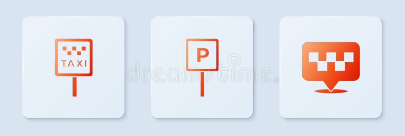 Set Parking, Road Sign for Taxi Stand and Location with. White Square ...