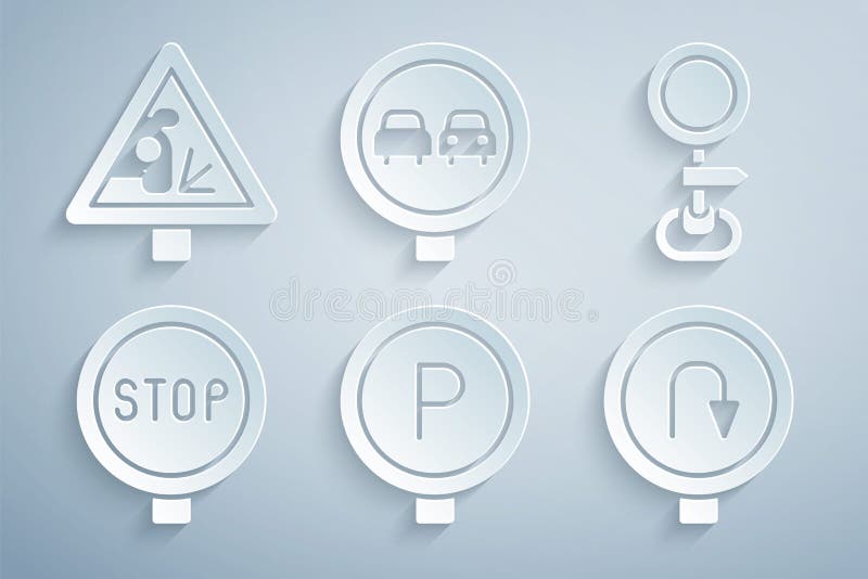 Set Parking, Road Traffic Sign, Stop, Turn Back Road, No Overtaking and ...