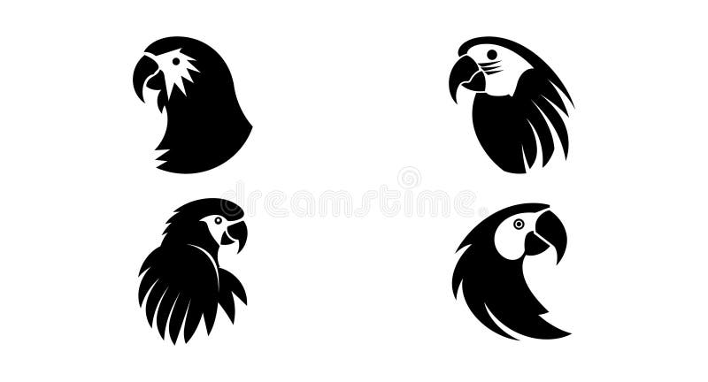 Set of Parrot Head Vector Illustration. Parrot Head Icon Logo ...