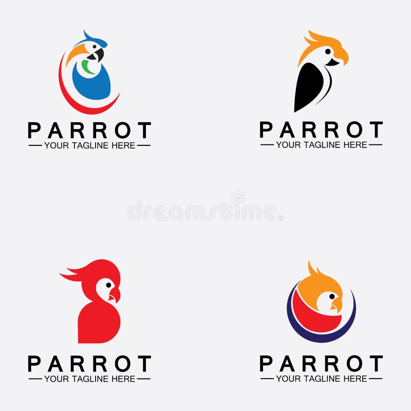 Set Parrot Logo Design Vector Template Stock Vector - Illustration of ...