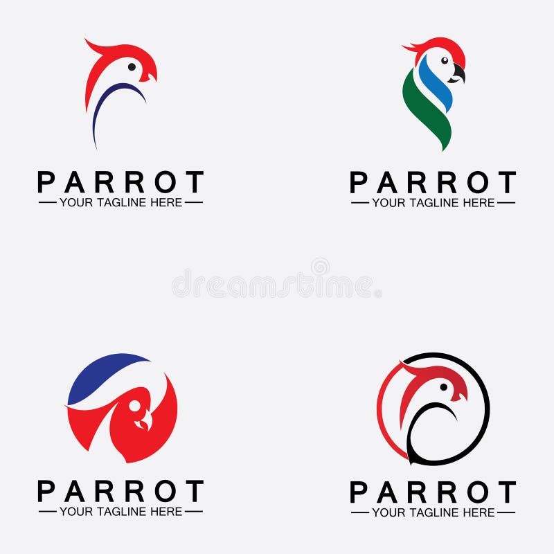 Set Parrot Logo Design Vector Template Stock Vector - Illustration of ...