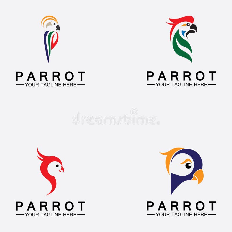 Set Parrot Logo Design Vector Template Stock Vector - Illustration of ...