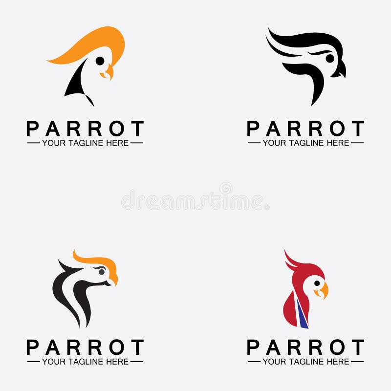 Set Parrot Logo Design Vector Template Stock Vector - Illustration of ...