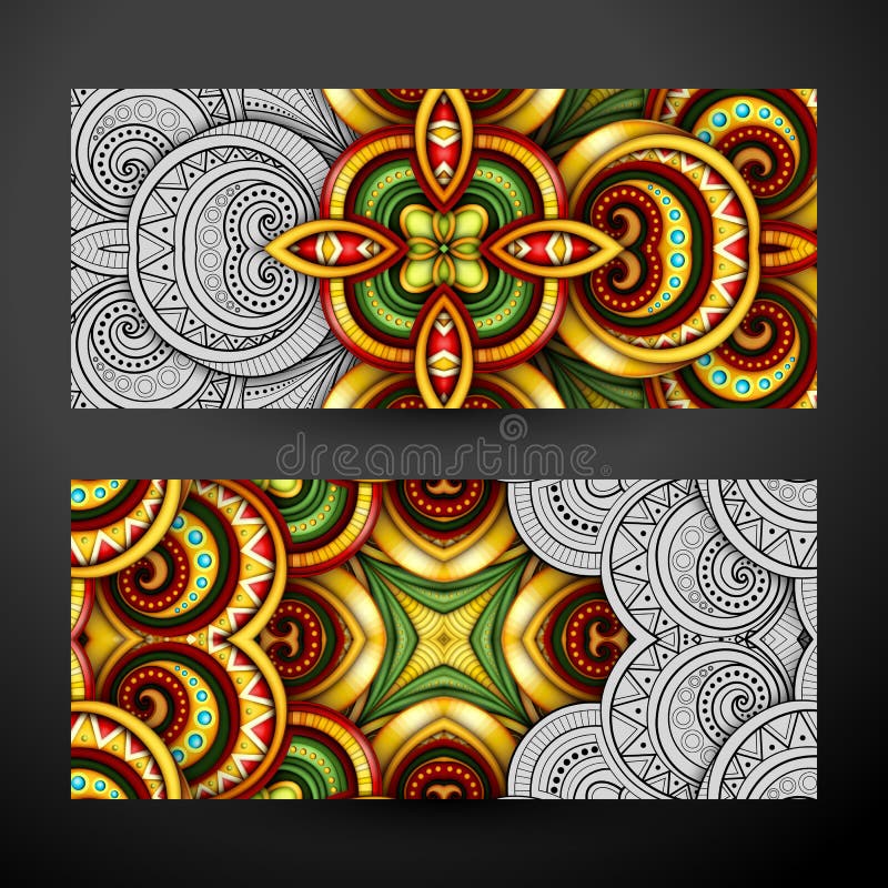 Set of Partially Colored Banners, Web Design Element Stock Vector ...