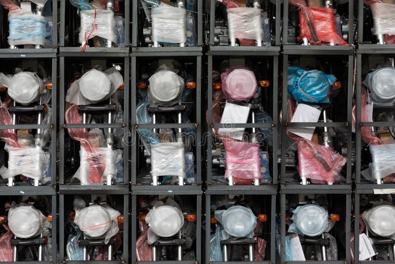 A Set of Parts in a Motorcycle Assembly Production Stock Photo - Image ...