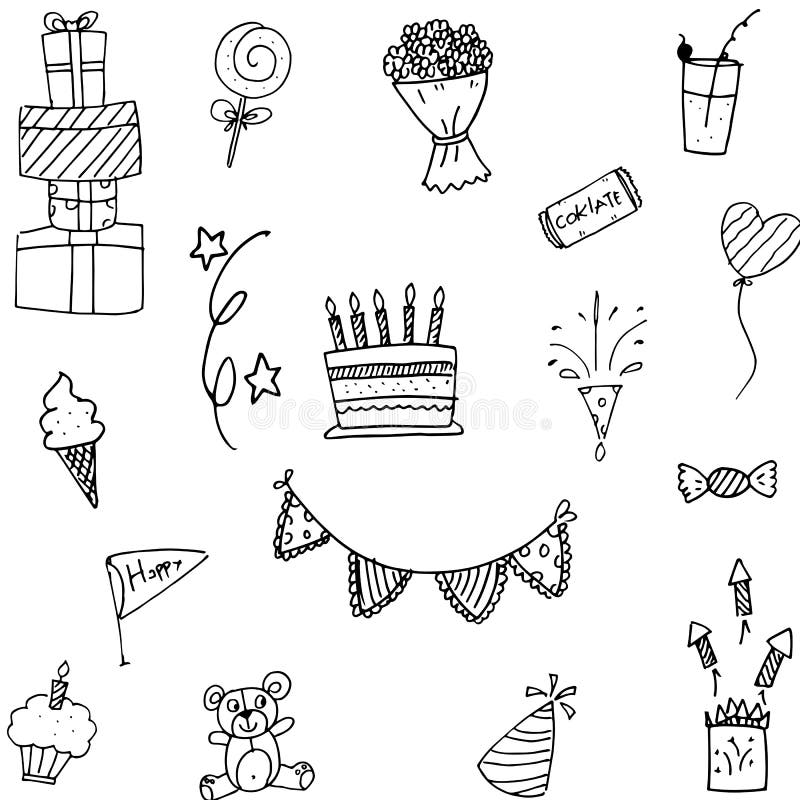 Set party doodle hand draw stock vector. Illustration of design - 72381112