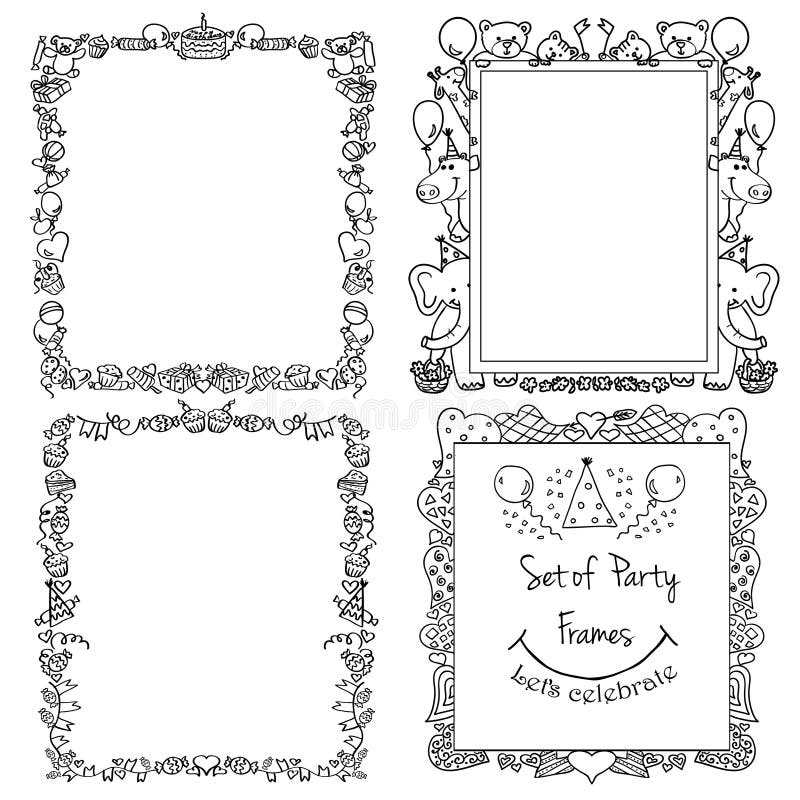 Set of party frames. stock vector. Illustration of hand - 67397982