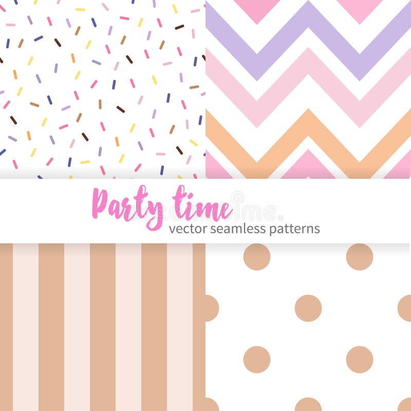 Set of Party Fun Seamless Patterns Stock Vector - Illustration of ...