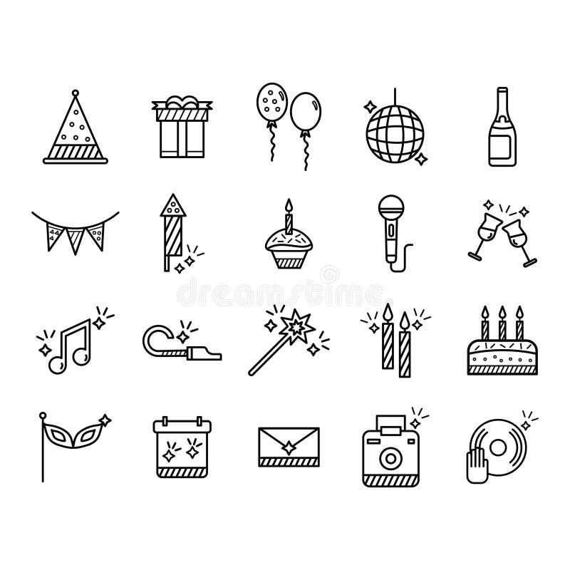 Set of Party Icons. Vector Illustration Decorative Design Stock Vector ...