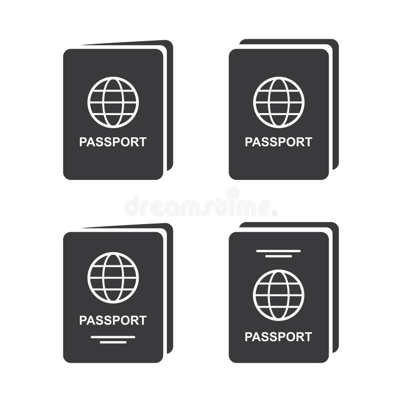 Set of Passport Icon, Identification, Citizenship Document Identity ...