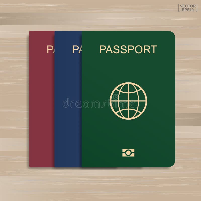 Set of Passport on Wood Pattern and Texture Background. Vector. Stock ...