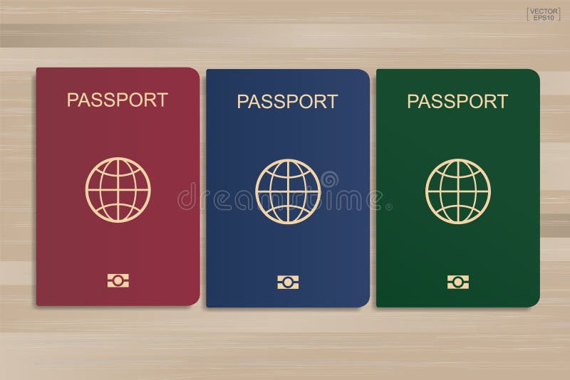 Set Of Passport On Wood Pattern And Texture Background Vector Stock Vector Illustration Of