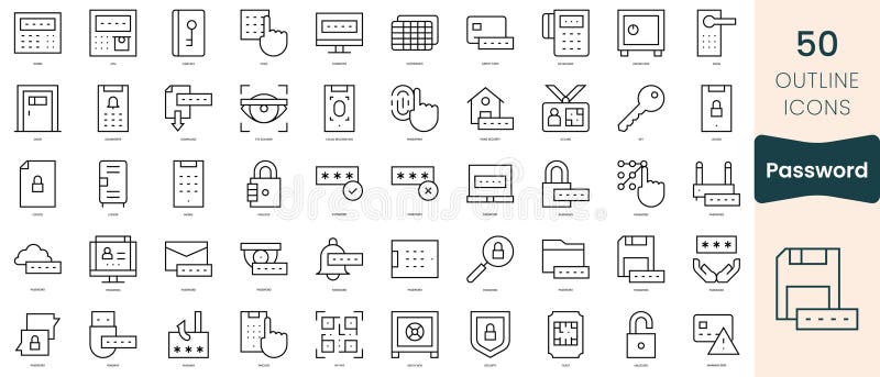 Set of Password Icons. Thin Linear Style Icons Pack Stock Vector ...