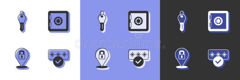 Set Password Protection, Key, Lock and Safe Icon. Vector Stock Vector ...