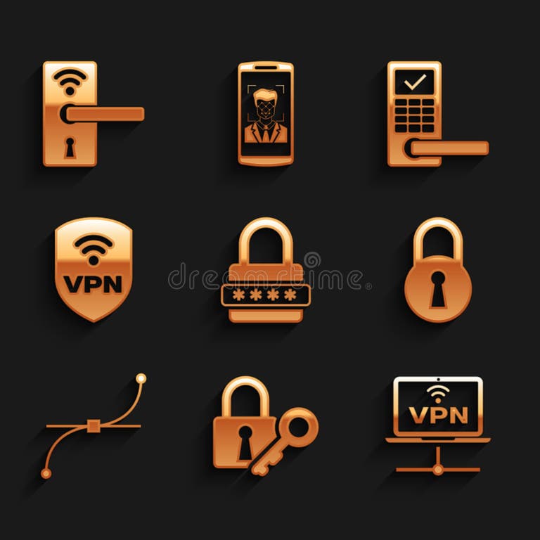 Set Password Protection, Lock and Key, VPN Computer Network, , Bezier ...
