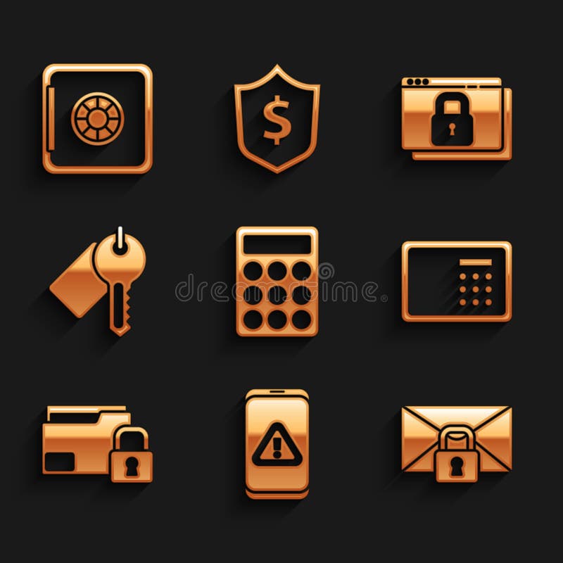 Set Password Protection, Mobile with Exclamation Mark, Mail Message ...