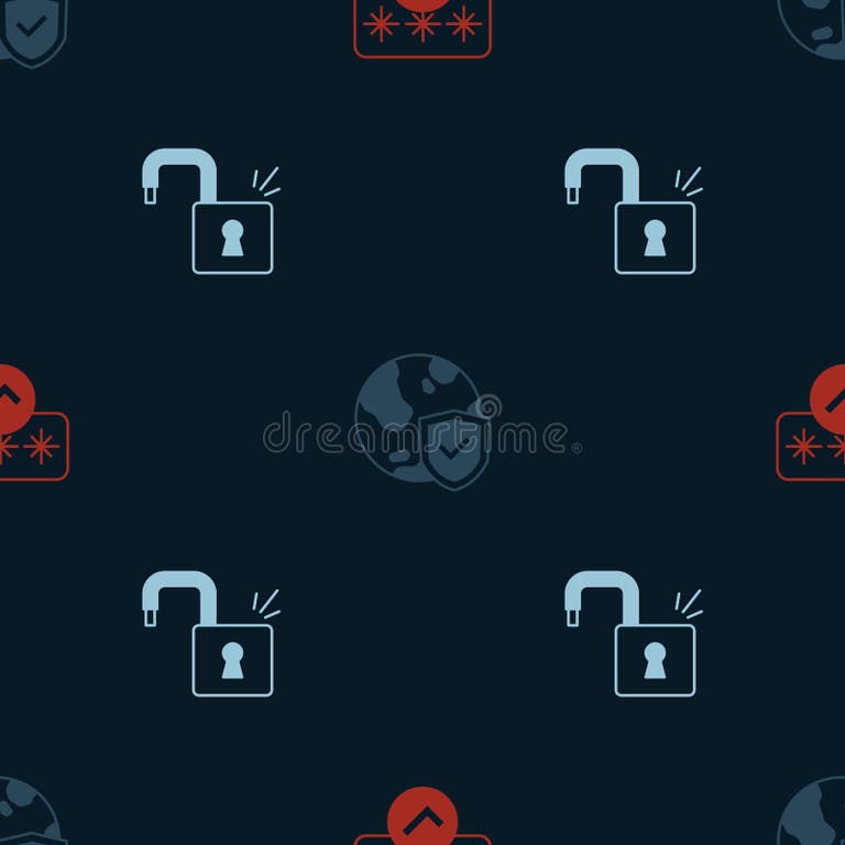 Set Password Protection, Shield with World Globe and Open Padlock on ...