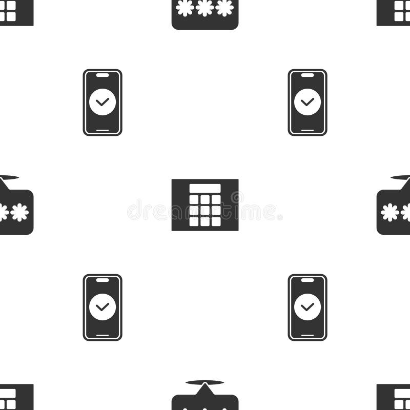 Set Password Protection, and Smartphone on Seamless Pattern. Vector ...