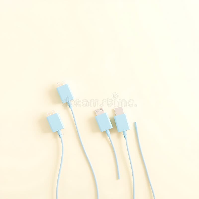 A Set of Pastel Blue Desktop Cable Clips on a Cream Gradient Background ...