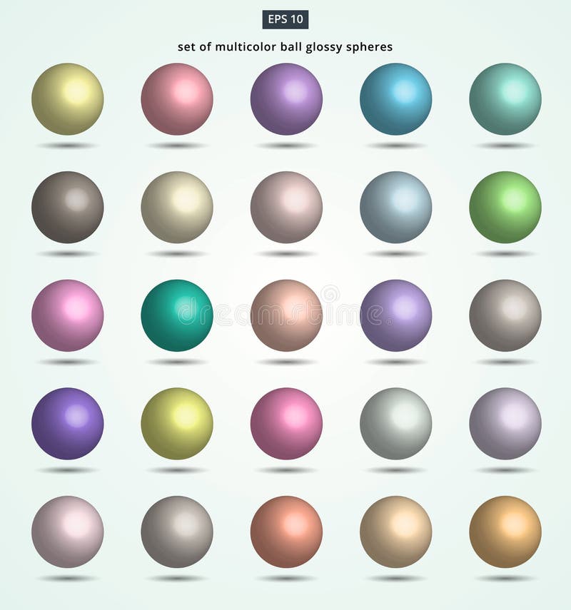Set of Pastel Color Ball Glossy Spheres Vector Illustration Stock ...