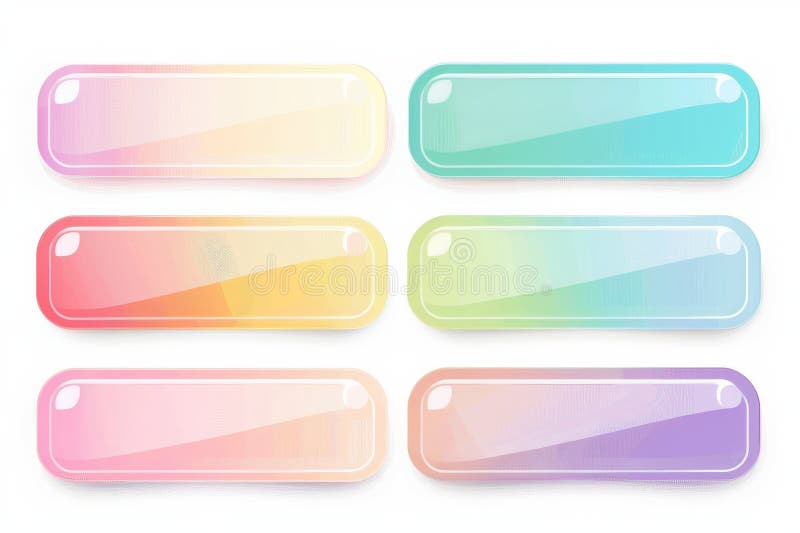 Set of Pastel Color Gradient Buttons with Rectangular Shape and Rounded ...