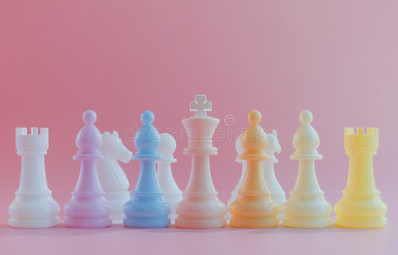 Colorful Chess Pieces Arranged on a Pink Background To Illustrate a ...