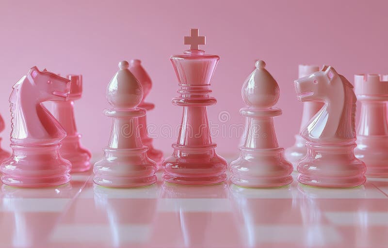 Colorful Chess Pieces Arranged on a Pink Background To Illustrate a ...