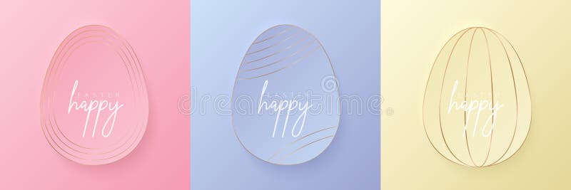 Set of Pastel Colored 3D Easter Egg Shape Frame Design Stock Vector ...