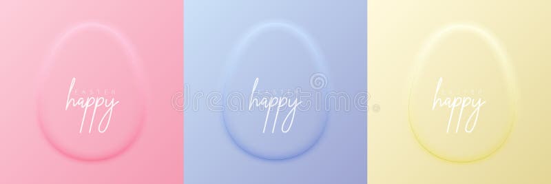 Set of Pastel Colored 3D Easter Egg Shape Frame Design Stock Vector ...