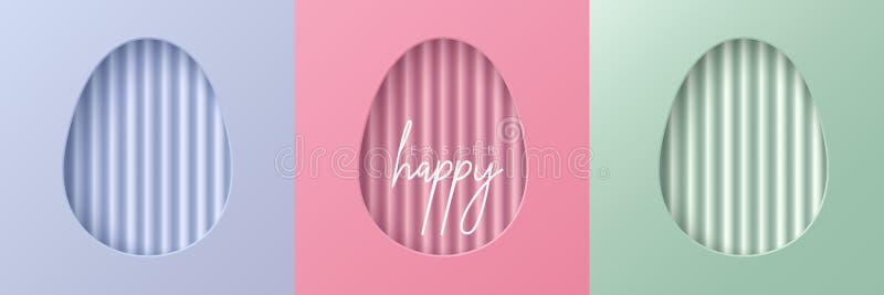 Set of Pastel Colored 3D Easter Egg Shape Frame Design Stock Vector ...