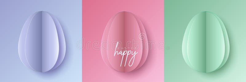 Set of Pastel Colored 3D Easter Egg Shape Frame Design Stock Vector ...