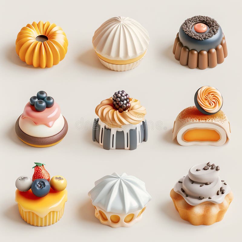 Set of Pastry and Cake Icons. Vector Illustration Stock Image - Image ...