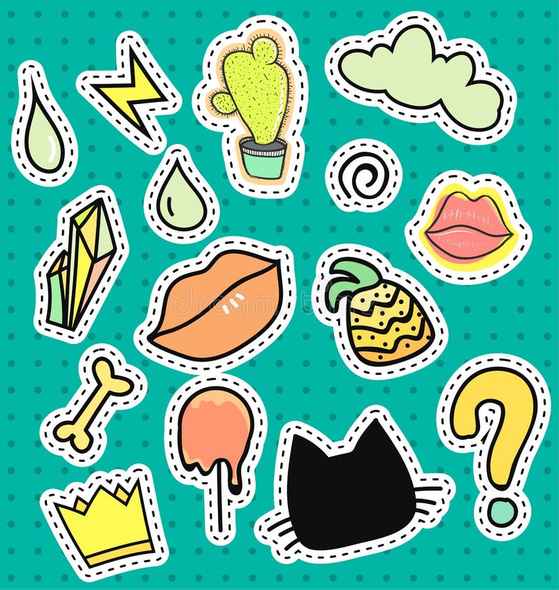 Set Patch Badges. Cartoon Patches Collection Stock Vector ...