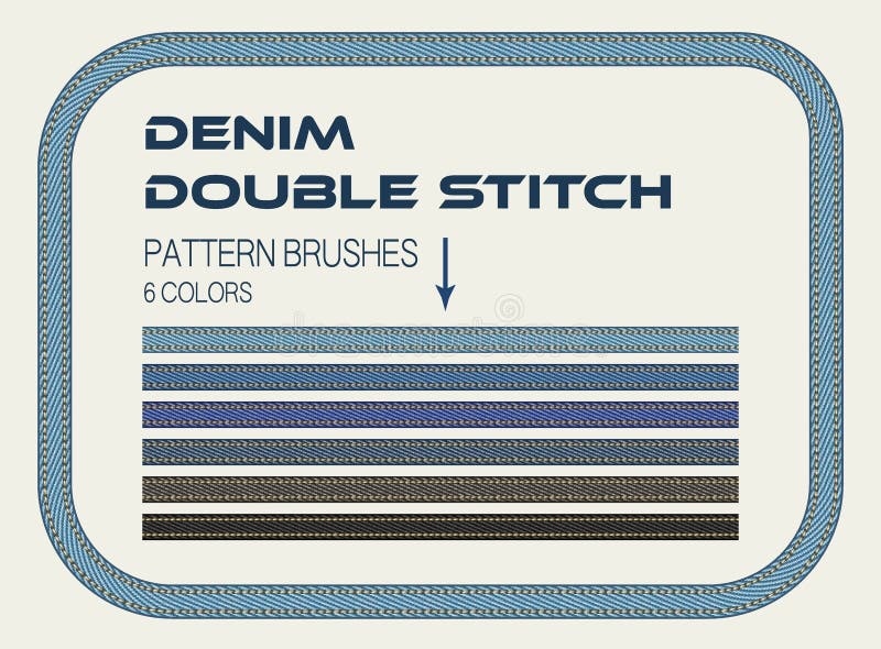 Set of Pattern Brushes with Denim Texture Stock Vector - Illustration ...