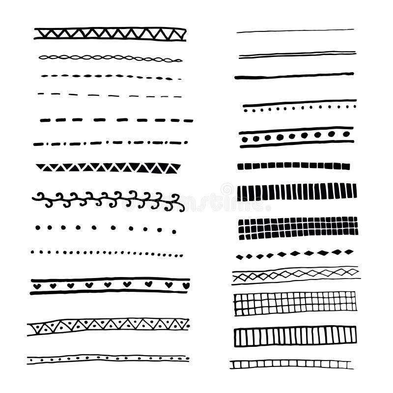 Set of 21 Pattern Brushes. Vector Illustration. Isolated on a White ...
