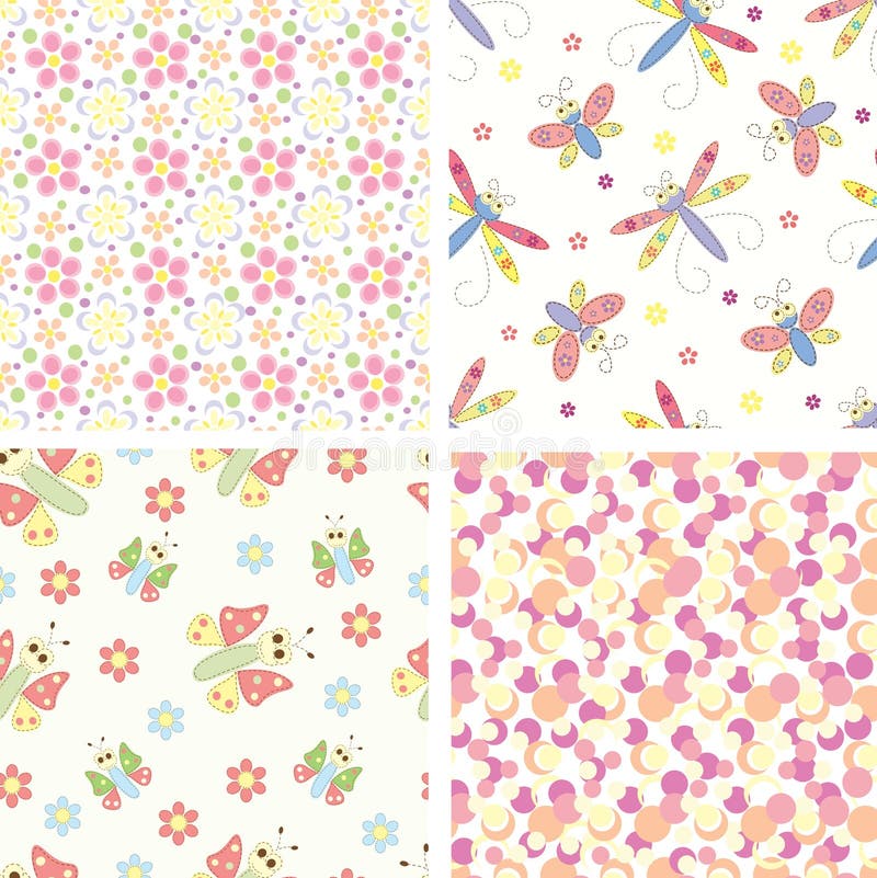12 BUTTERFLY & POLKA DOTS PATTERNS Stock Vector - Illustration of polka ...
