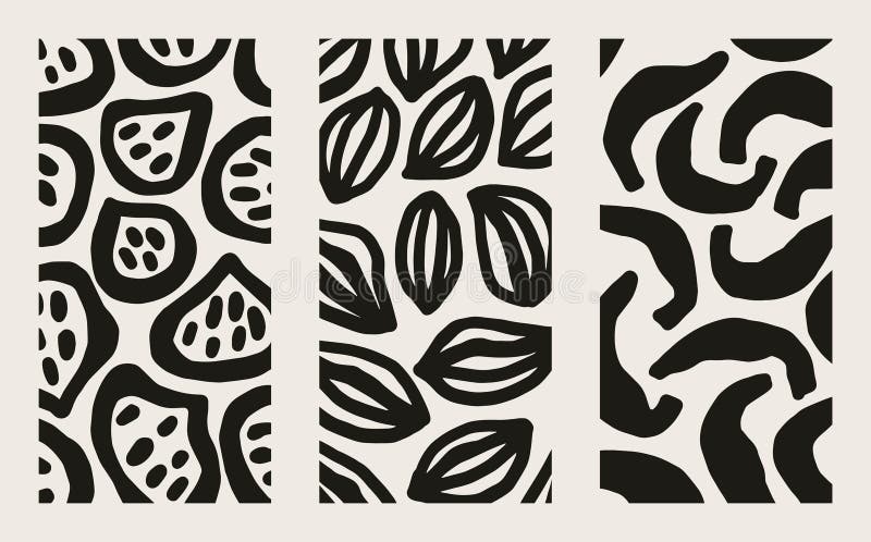A Set of Patterns Depicting Abstract Figs, Lemons, Bananas. Stock ...