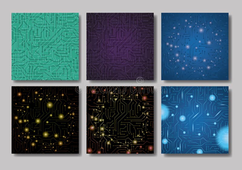 Set Patterns with Electric Circuit Stock Vector - Illustration of ...