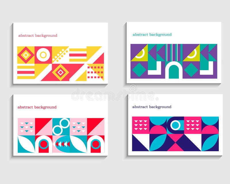 Set of Patterns with Geometric Shapes in the Bauhaus Style. Horizontal ...