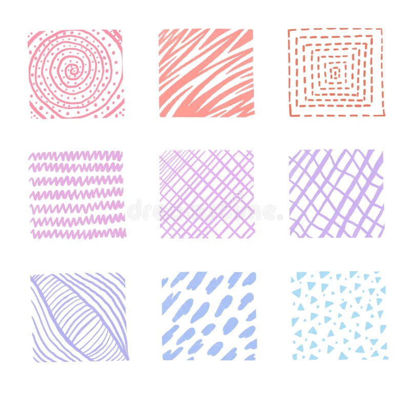 Set of Patterns Inside Squares Isolated on White Background Stock ...