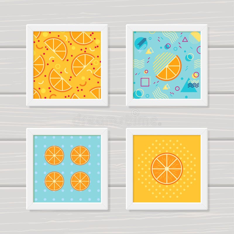 Set of Patterns with Orange Slices. Home Decor. Wall Art Stock Vector ...