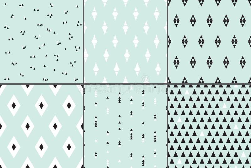 Set of Patterns. Triangles and Rhombs Symbols. Repetitive Graphics ...