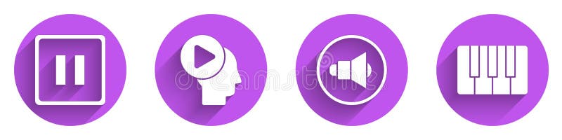 Set Pause Button, Head People with Play Button, Speaker Volume and ...