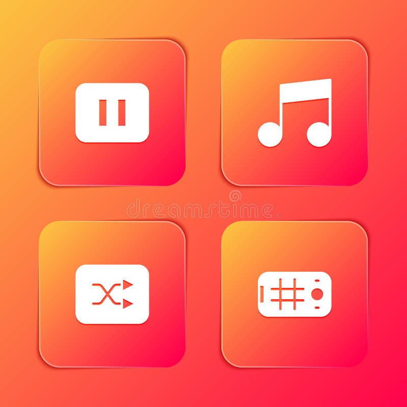 Set Pause Button, Music Note, Tone, Arrow Shuffle and Selfie Mobile ...