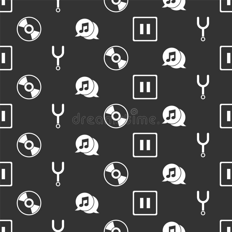 Set Pause Button, Musical Tuning Fork, CD or DVD Disk and Musical Note ...