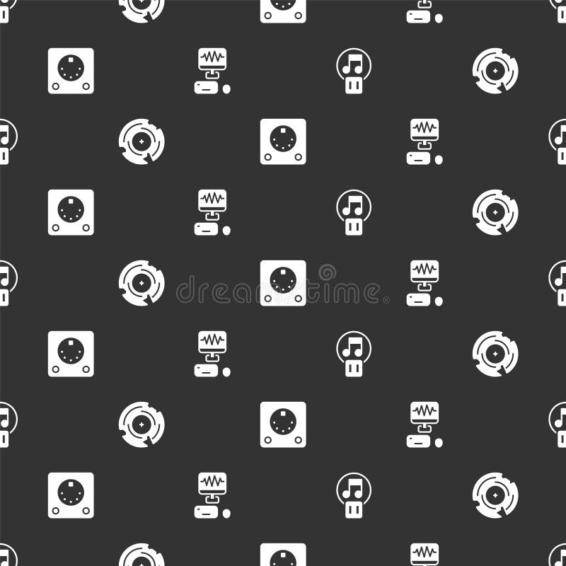 Set Pause Button, Vinyl Disk, Drum Machine and Music Recording Studio ...