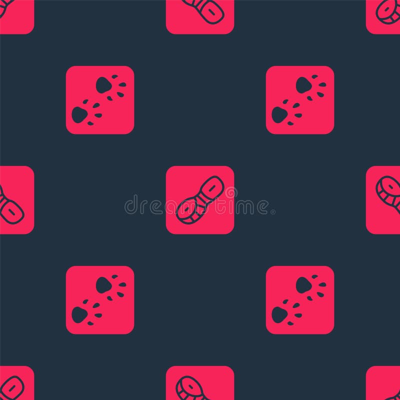 Set Paw Print and Human Footprints Shoes on Seamless Pattern. Vector ...