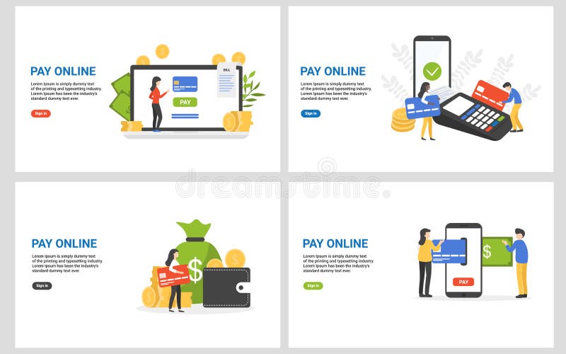 Set pay online concepts stock vector. Illustration of payments - 172112820